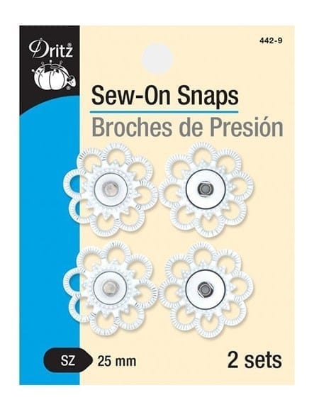 Snaps, Sew-On, White, 2 Sets – Riverside Fabrics